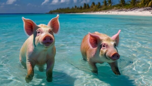 Bahamas Snorkeling, Swimming Pigs - Bahamas Up Close